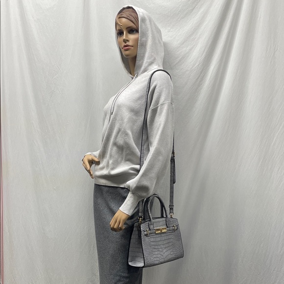 Source Unknown | Bags | Womens Elegant Gray Crocodileembossed Crossbody ...